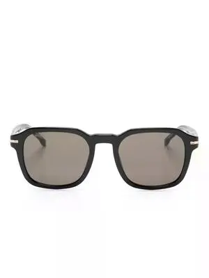 BOSS Square Frame Sunglasses With Gold Tone Detail - Black
