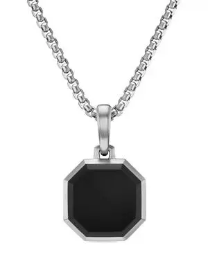 David Yurman Sterling Octagon Onyx Amulet Necklace - Silver