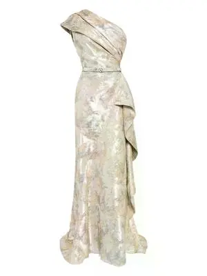SAIID KOBEISY One-shoulder Brocade Gown - Gold