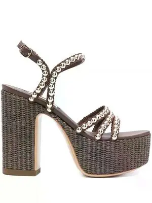 Casadei 120mm Studded Platform Sandals - Brown