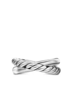 David Yurman Sterling Crossover Ring With Twisted Rope Band - Silver