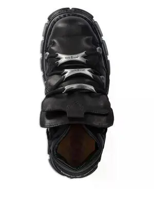 NEW ROCK Leather Studded Platform Lace-up Sneakers