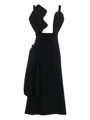 Yohji Yamamoto Cut-out Wool Dress - Black