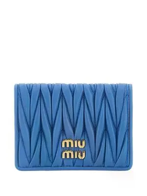 Miu Miu Matelassé Nappa Leather Card Holder - Blue