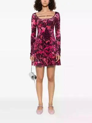 Versace Floral-print Velvet Mini Dress