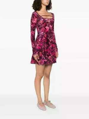 Versace Floral-print Velvet Mini Dress