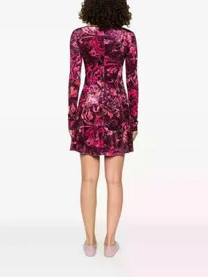Versace Floral-print Velvet Mini Dress