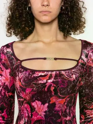 Versace Floral-print Velvet Mini Dress