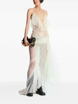 Balmain Lace-panel Maxi Dress - White