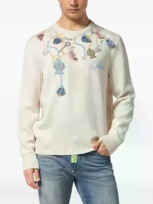 Philipp Plein Crew Neck Sweater With Tassel Detail