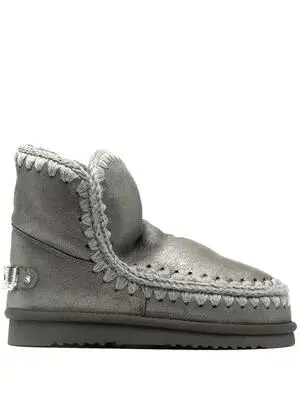 Mou Eskimo 18 Metallic Sheepskin Ankle Boots - Grey