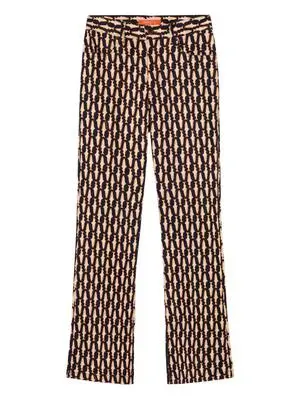 La DoubleJ Geometric Fish Motif Flare Jeans
