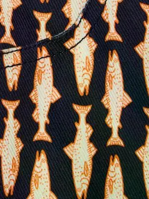 La DoubleJ Geometric Fish Motif Flare Jeans