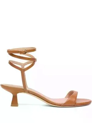 STUART WEITZMAN Leather Ankle Wrap Stiletto Sandals - Brown