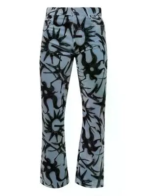 CASELLA MEYER Velvet Abstract Print Trousers - Blue