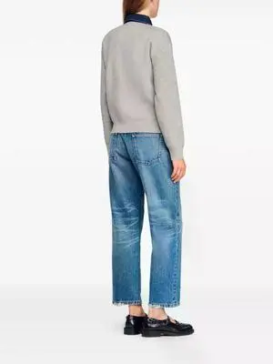 Sandro Contrast Denim Polo-collar Sweater