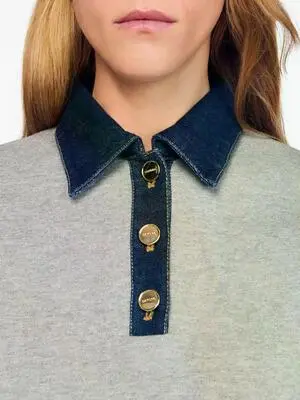 Sandro Contrast Denim Polo-collar Sweater