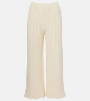 Altuzarra Petey Cotton Flared Knit Trousers - Beige