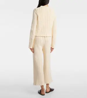 Altuzarra Petey Cotton Flared Knit Trousers - Beige