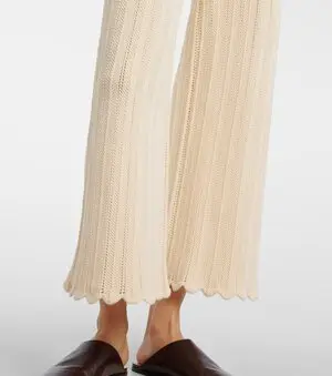 Altuzarra Petey Cotton Flared Knit Trousers - Beige