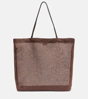 THE ROW Barn Leather-trimmed Mesh Tote Bag