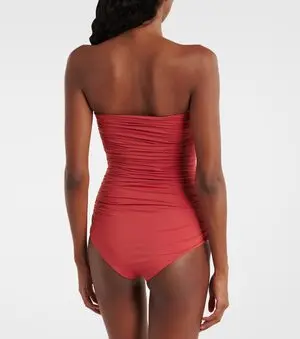 Magda Butrym Floral Appliqué Ruched Swimsuit