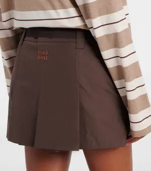Miu Miu Logo Cotton-blend Mini Skirt