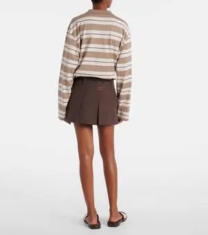 Miu Miu Logo Cotton-blend Mini Skirt