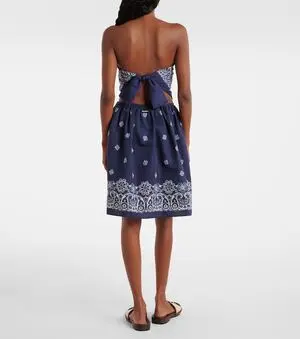 Miu Miu Bandana Print Cotton And Linen Mini Skirt - Blue