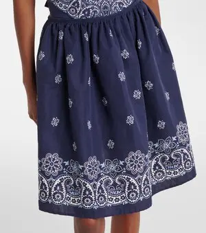 Miu Miu Bandana Print Cotton And Linen Mini Skirt - Blue