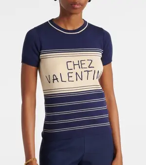 Valentino Garavani Chez Striped Knit Top - Blue