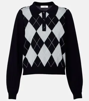FRAME Argyle Wool-blend Polo Sweater - Multicoloured