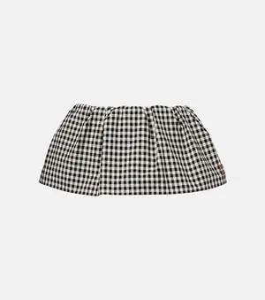 Miu Miu Bubble Gingham Cotton Miniskirt - Black
