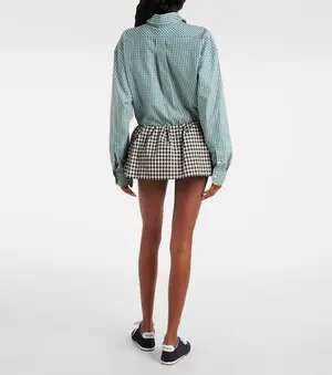 Miu Miu Bubble Gingham Cotton Miniskirt - Black