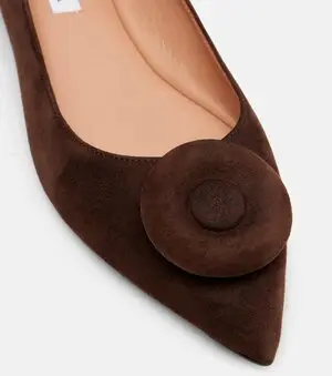 AQUAZZURA Hoop Suede Ballet Flats In Espresso