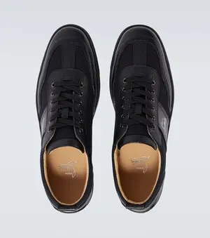 CHRISTIAN LOUBOUTIN Logo Leather And Fabric Sneakers - Black