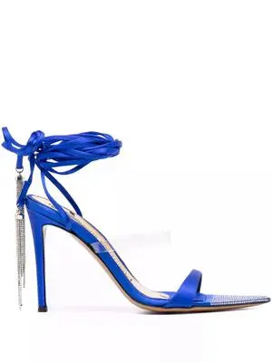 Alexandre Vauthier Rhinestone Embellished Leather Sandals - Blue
