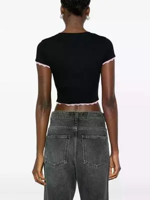CHIARA FERRAGNI Ribbed Punk Logo Print Cropped Top
