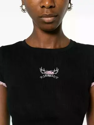 CHIARA FERRAGNI Ribbed Punk Logo Print Cropped Top