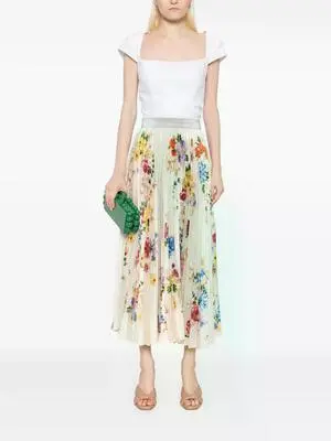 MARY KATRANTZOU Pleated Floral Print Midi Skirt