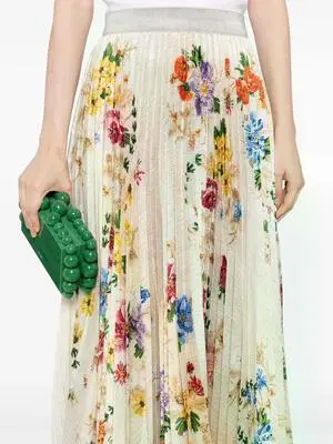 MARY KATRANTZOU Pleated Floral Print Midi Skirt