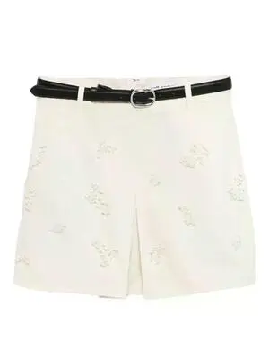 SELF-PORTRAIT Beaded Floral Mini Skirt - Neutrals