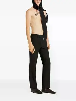 COURREGES Logo Print Sheer Sleeveless Top