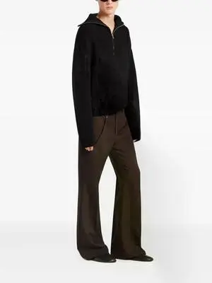 COURREGES Ribbed Knit Zip Neck Sweater