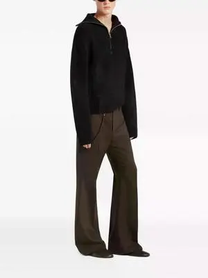 COURREGES Ribbed Knit Zip Neck Sweater