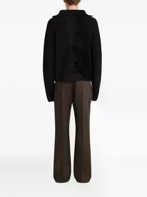 COURREGES Ribbed Knit Zip Neck Sweater