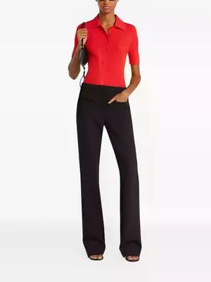 COURREGES Ribbed Polo Top - Red