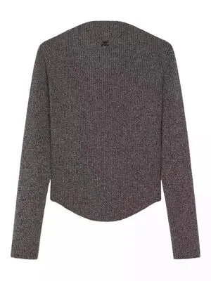 COURREGES Ribbed Knit Slash Neck Sweater - Grey