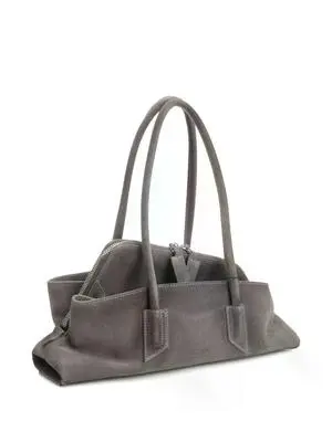 Attico La Passeggiata Suede Shoulder Bag - Grey