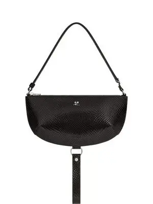 COURREGES Holy Eclipse Leather Shoulder Bag - Black